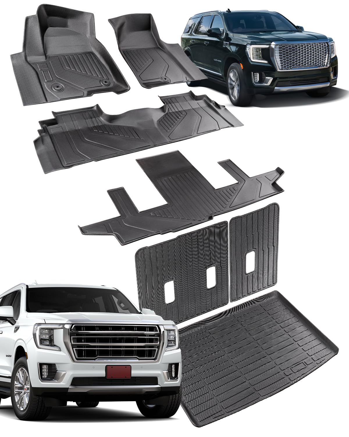 Liner Master® 3 Row Floor Mats & Backrest Cargo Liner Set for Chevrolet ...