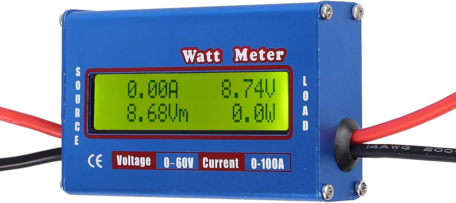 AMTOVL DC Power Analyser 60V/100A Watt Meter LCD Backlit RC Heli ...