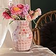 Amazon.com: Pink Flower Vase for Decor - Pink Mosaic Glass Vase ...