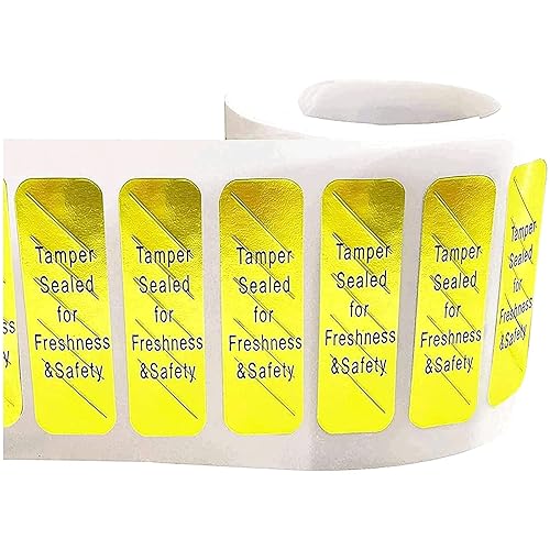 Gold Tamper-Evident Food Sealed for Freshness and Safety Stickers 0.5 x ...