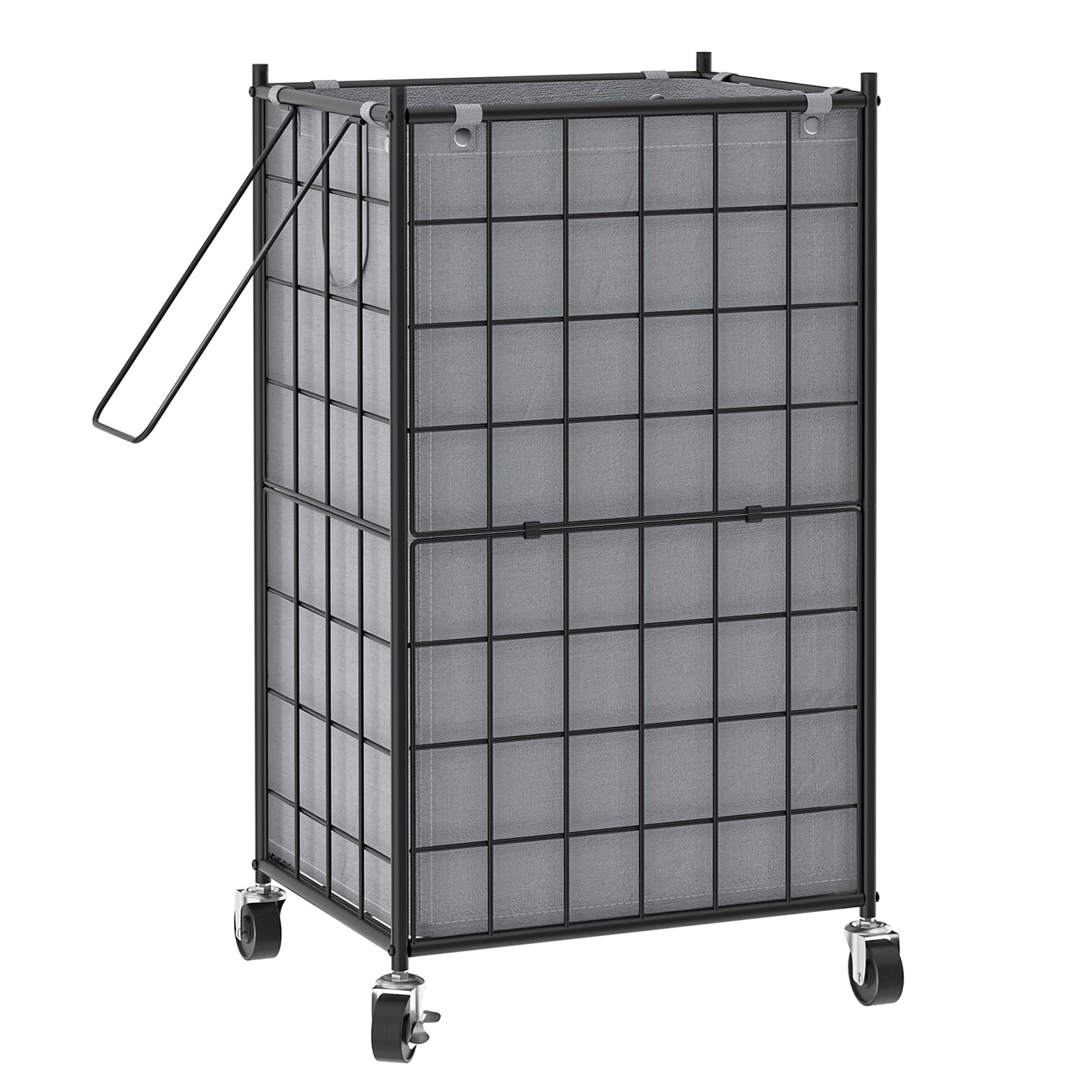 WOWLIVE Laundry Hamper with Wheels,Metal Wire Frame Rolling Laundry ...