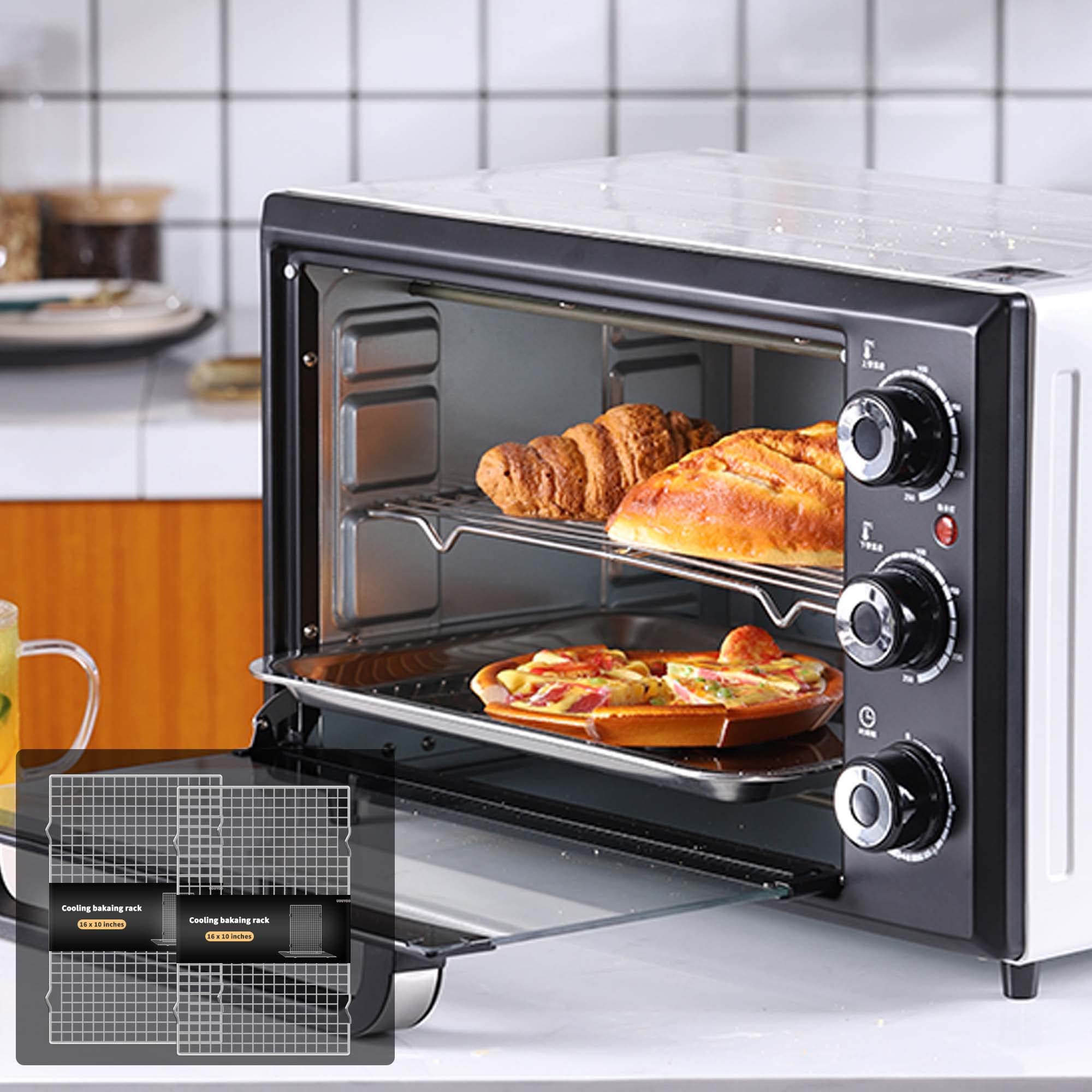 UOUYOO Cooling Rack For Baking, Set Of 2 Stainless Steel, 16x10 Inches ...