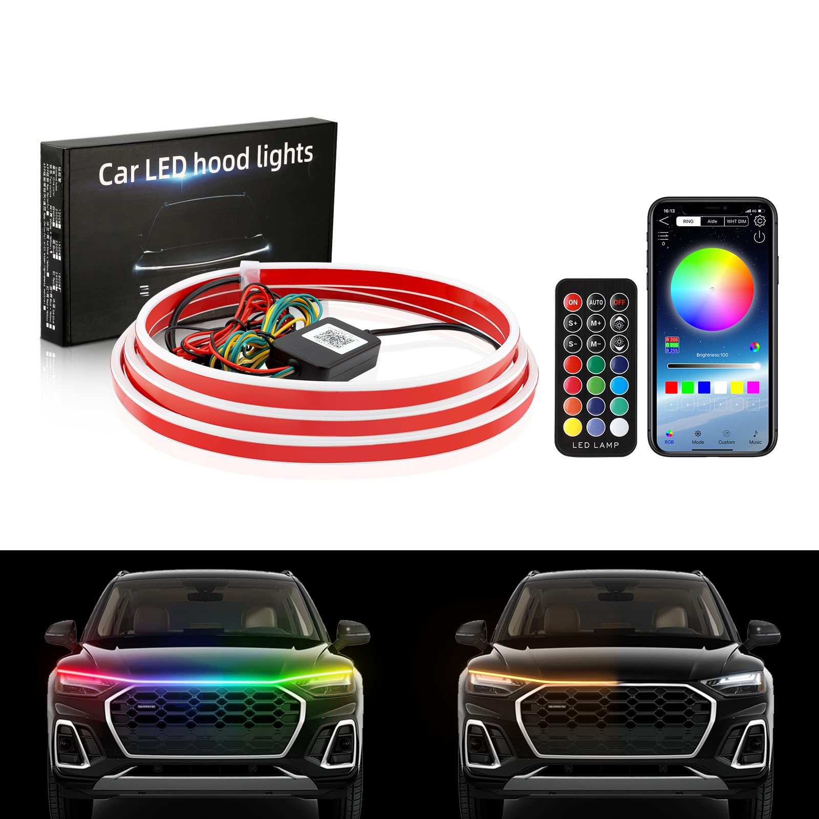 Mua 1797 LED Hood Light Strip RGB Dynamic Scan Start Up Car Exterior ...