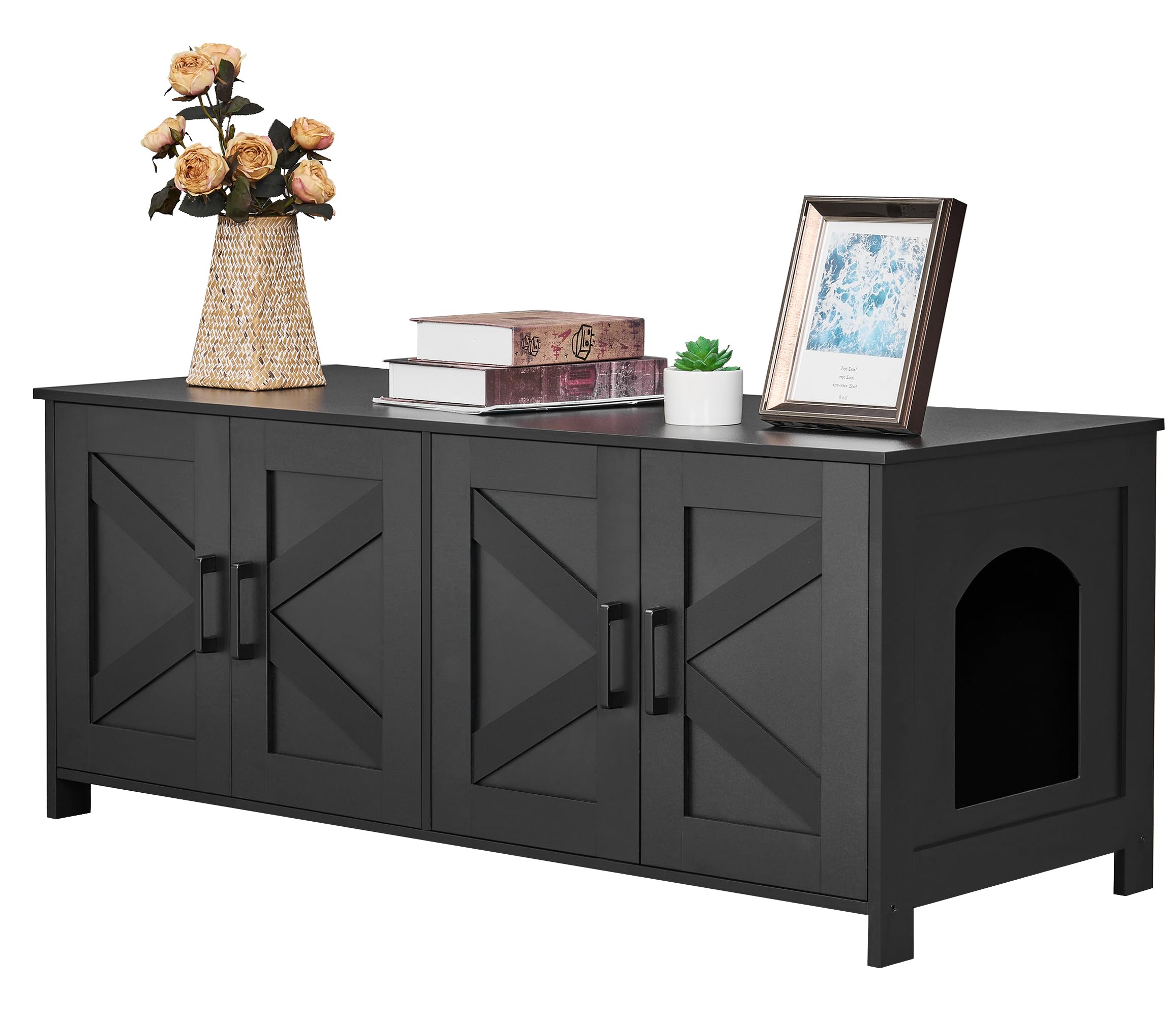 Homhedy Cat ter Box Enclosure for 2 Cats, Litter Box Furniture Hidden ...