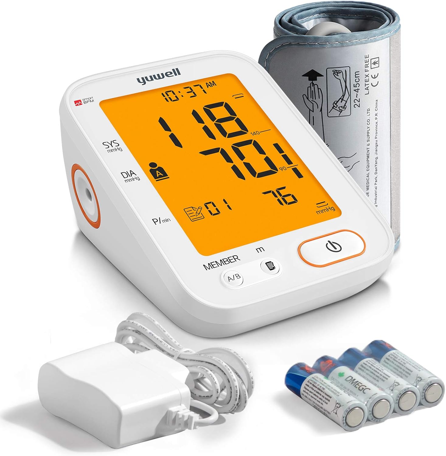 yuwell Blood Pressure Monitor, 360 Degree Extra Large Upper Arm Cuff, Digital BP Machine with ...