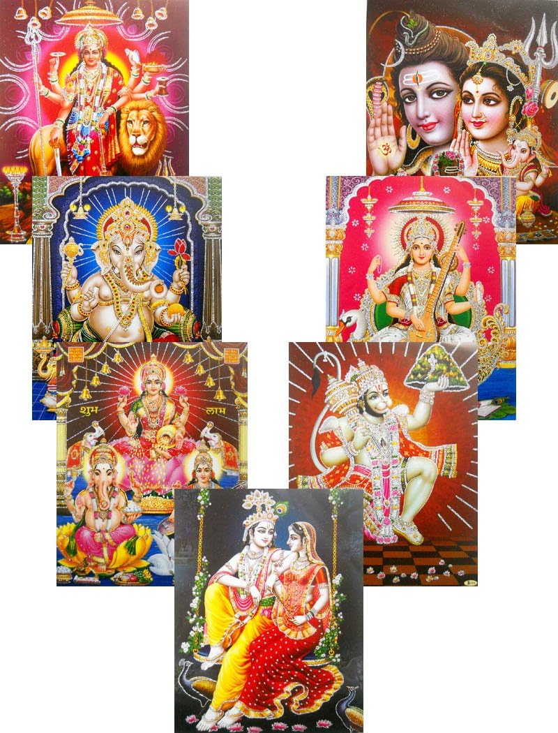 Amazon.com: Wholesale Lot of 10 Hindu Gods and Goddess Glitter Posters ...