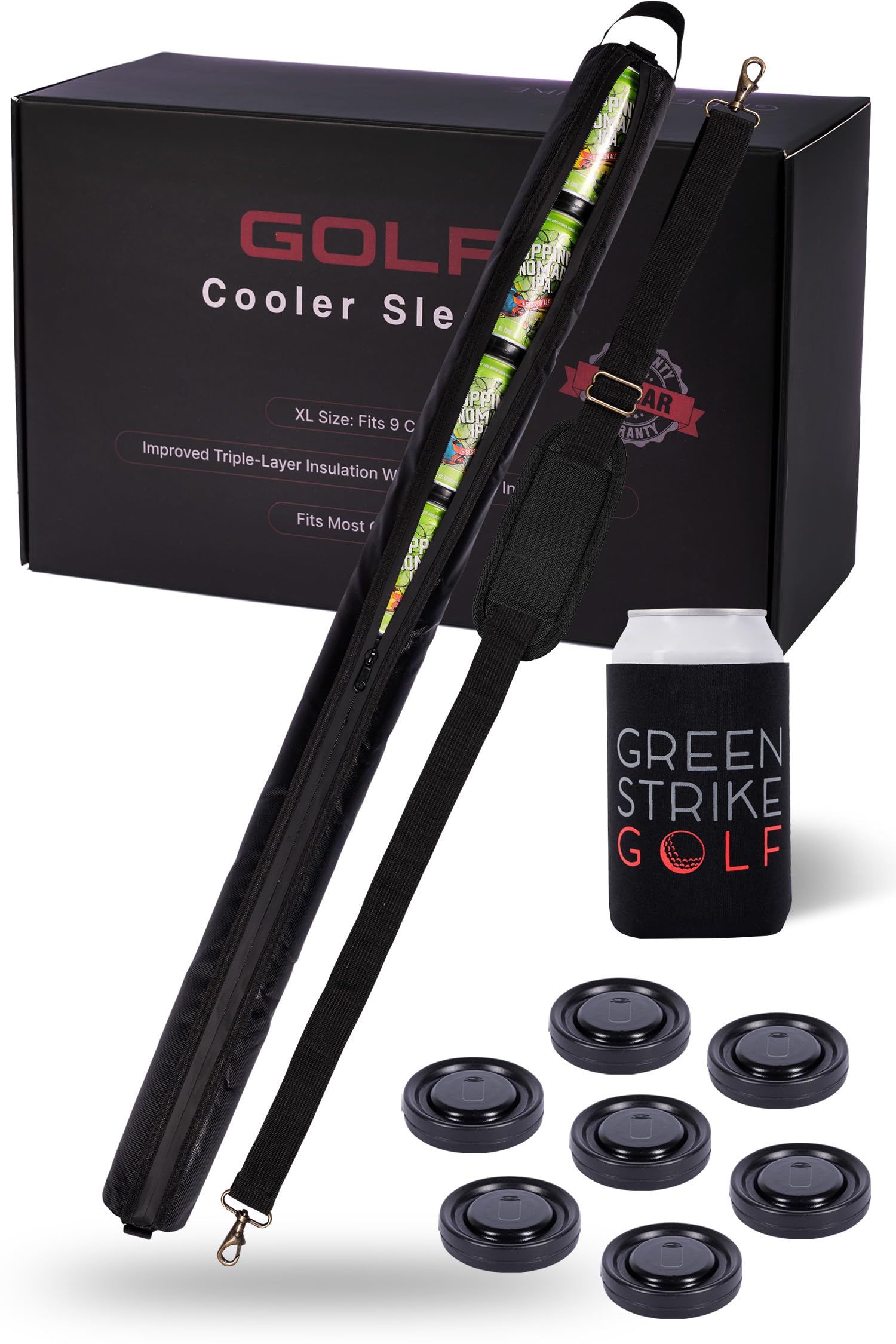 WOLVIO Premium Golf Bag Cooler Sleeve, 9 Can Capacity, 360-Degree ...