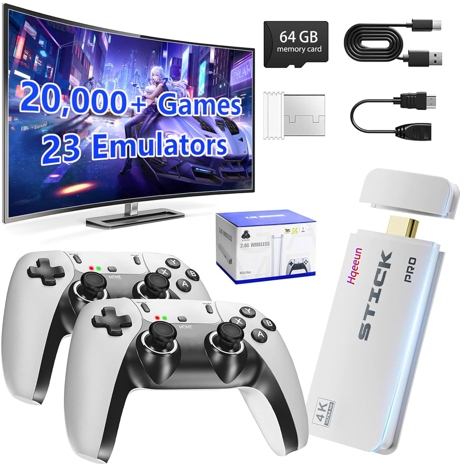 Retro Gaming Console, Wireless Retro Game Console Stick Built-in 20000+ Classic Games and 23 ...