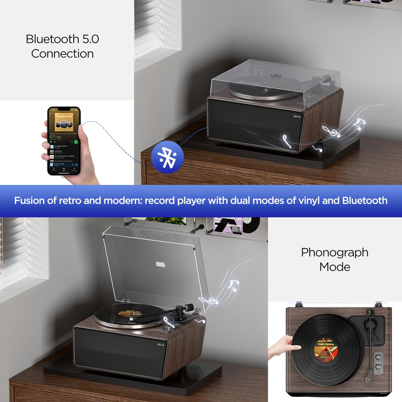 Mua All in One Vinyl Record Player, Bluetooth Turntable with Built in 4 ...
