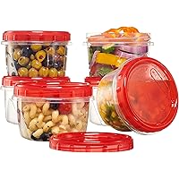 Amazon.com: PLASTICPRO 6 Pack Twist Cap Food Storage Containers with Blue Screw on Lid- 8 oz ...
