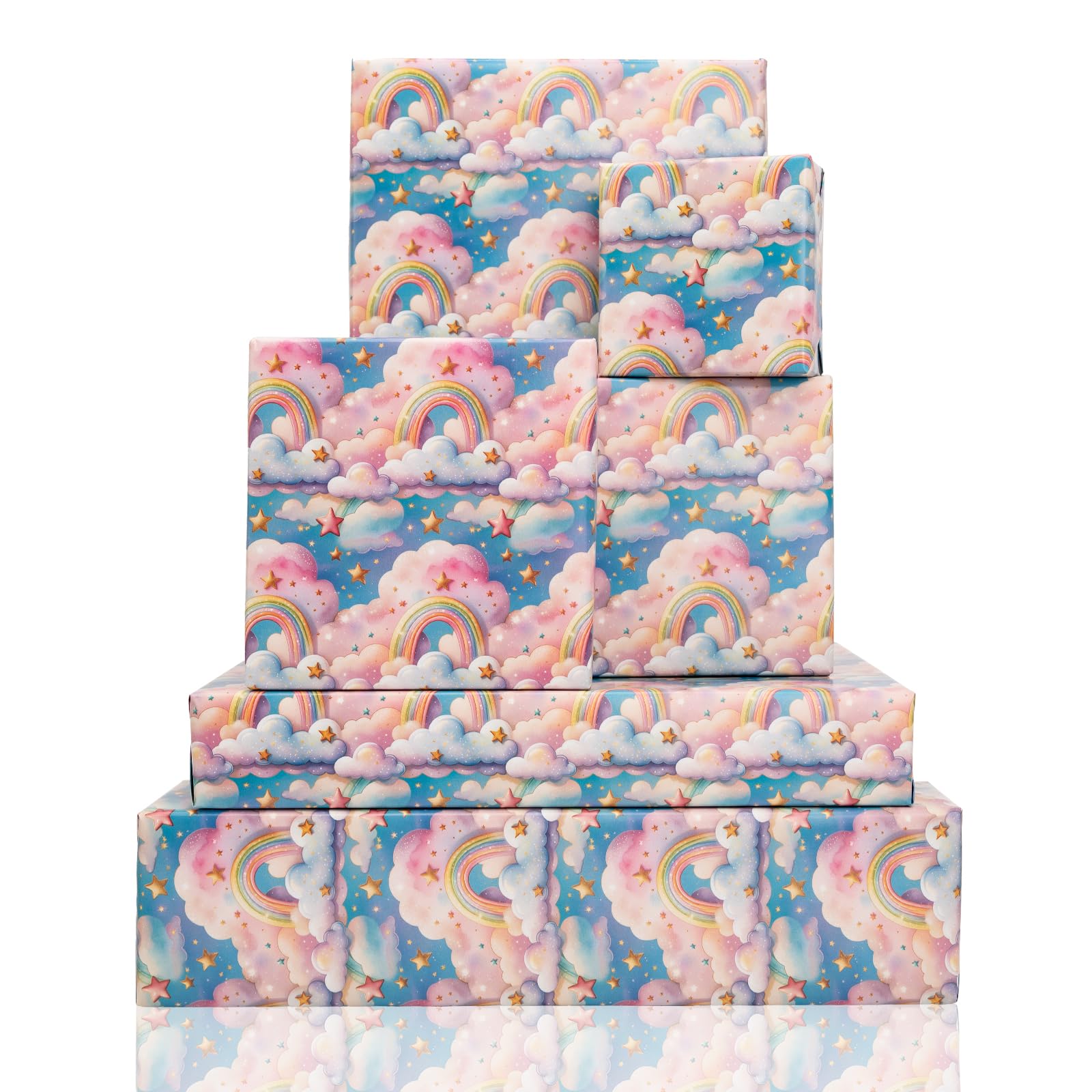 Vnaaem Rainbow Wrapping Paper 6 Pc Girls Pink Rainbow Gift Wrap for ...