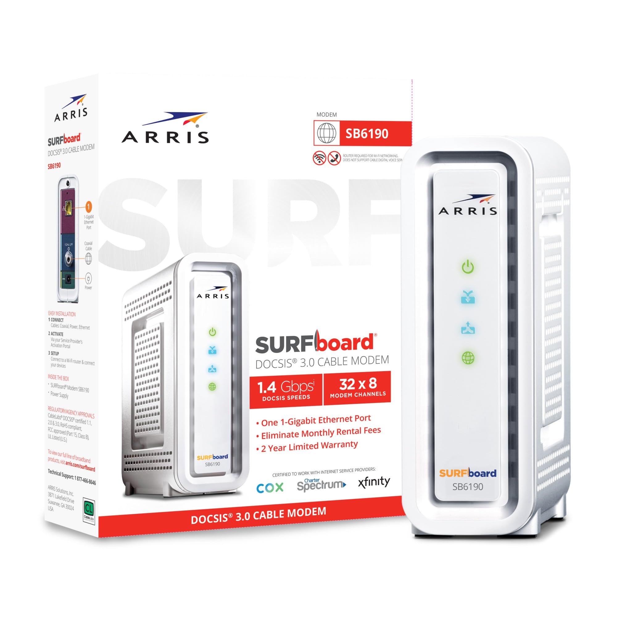 Mua ARRIS (SB6190-RB) - Cable Modem - Fast DOCSIS 3.0 32x8 Gigabit WiFi ...