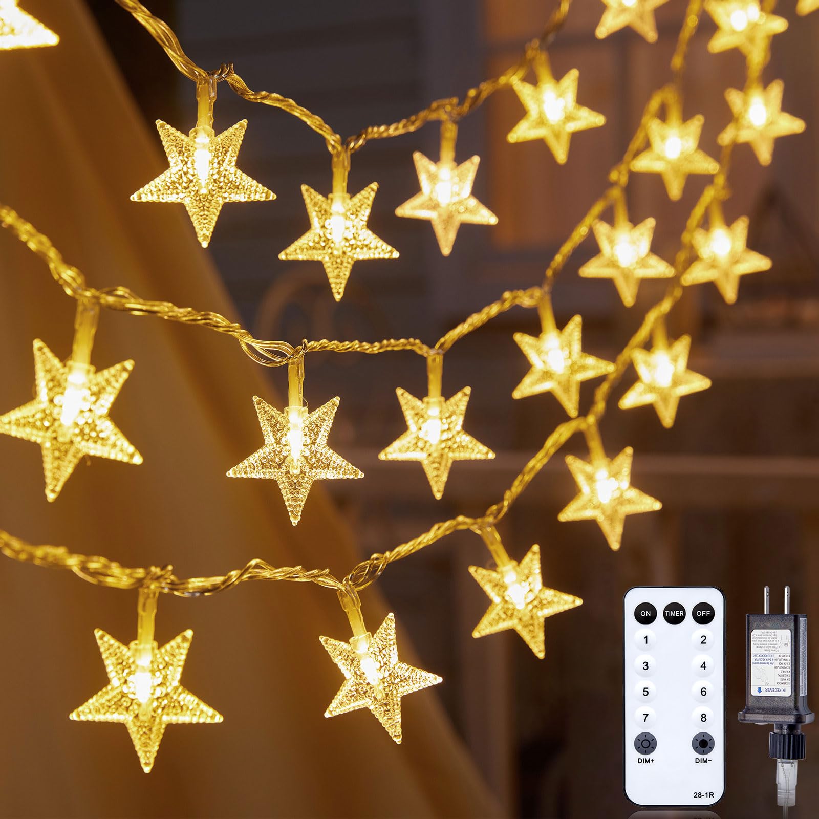 Star String Lights Plug in - 33 ft 100 LED Star Fairy String Lights ...