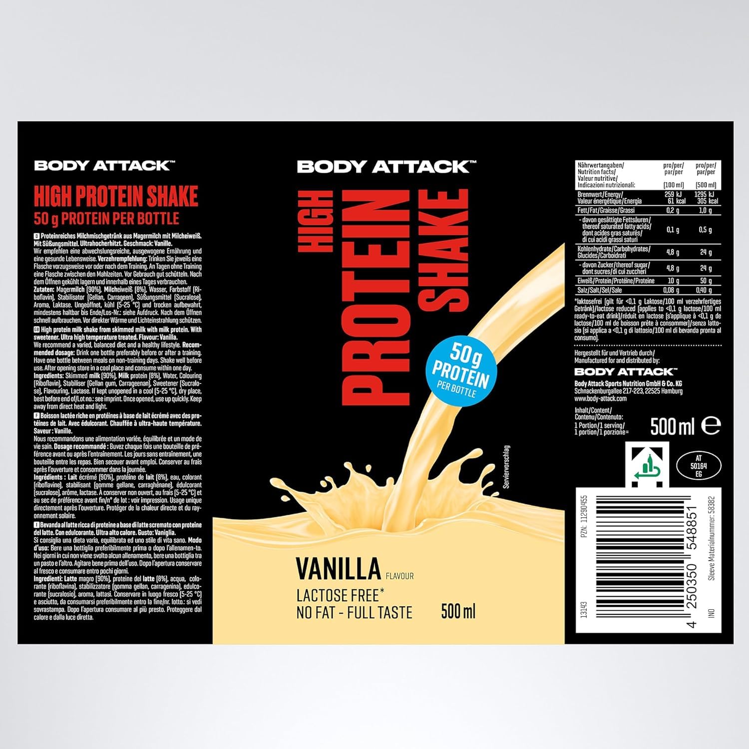 Mua Body Attack High Protein Shake - Vanilla - 12 x 500 ml, 50 g ...
