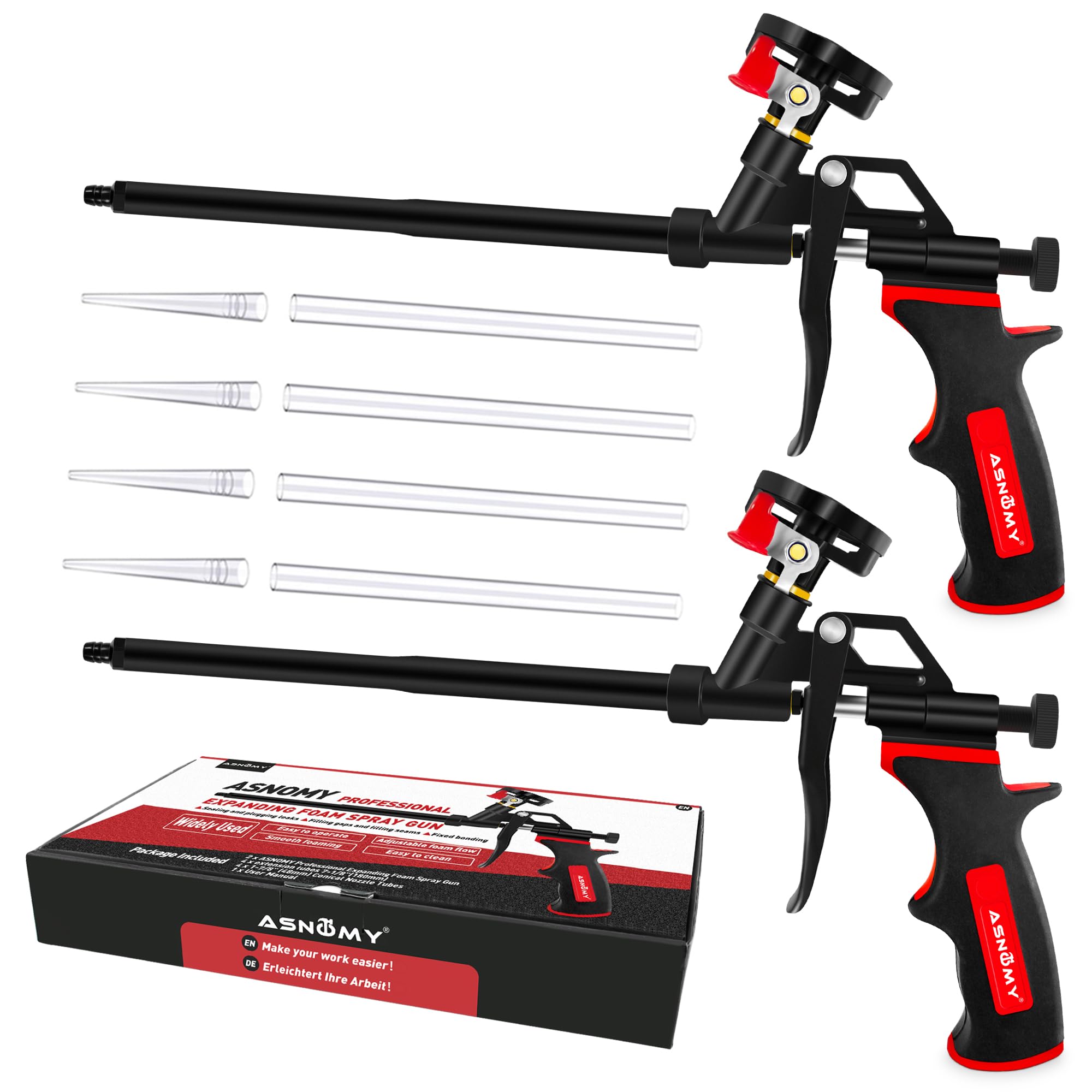 ASNOMY 2 Pack Professional Expanding Foam Spray Gun, (2 x Foam Gun / 8 ...