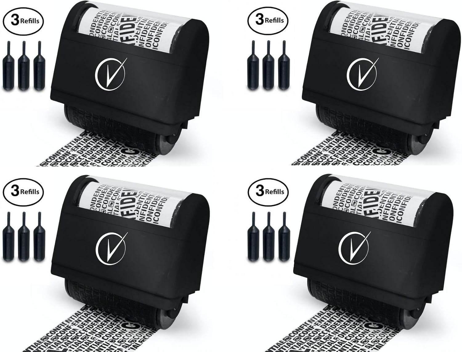 Vantamo Identity Theft Protection Roller Stamp Wide Kit, Including 3-Pack Refills – for Secure ...