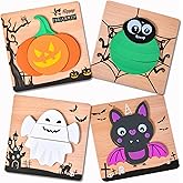 Amazon.com: KIMOBER 4 Pack Halloween Wooden Puzzles,Ghost Witch Pumpkin ...