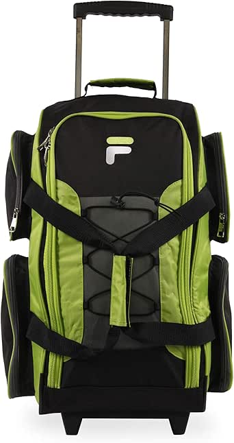 Amazon.com | Fila 22" Lightweight Carry On Rolling Duffel Bag, Neon ...