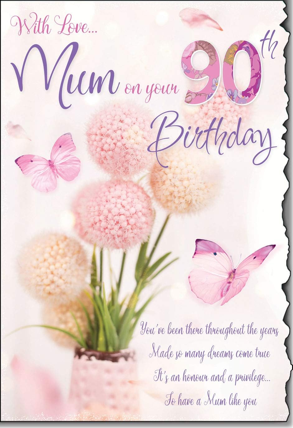 With Love Mum On Your 90th Birthday Card Lovely Verse Amazon co uk 
