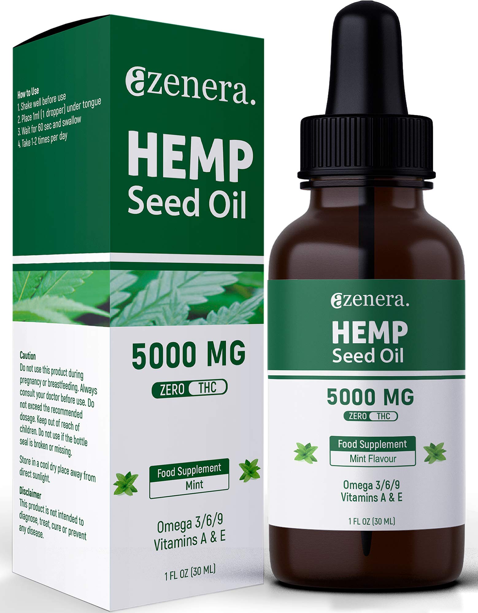 Buy Hemp Seed Oil Drops 5000mg (30ml) - Mint Flavour with s A and E ...
