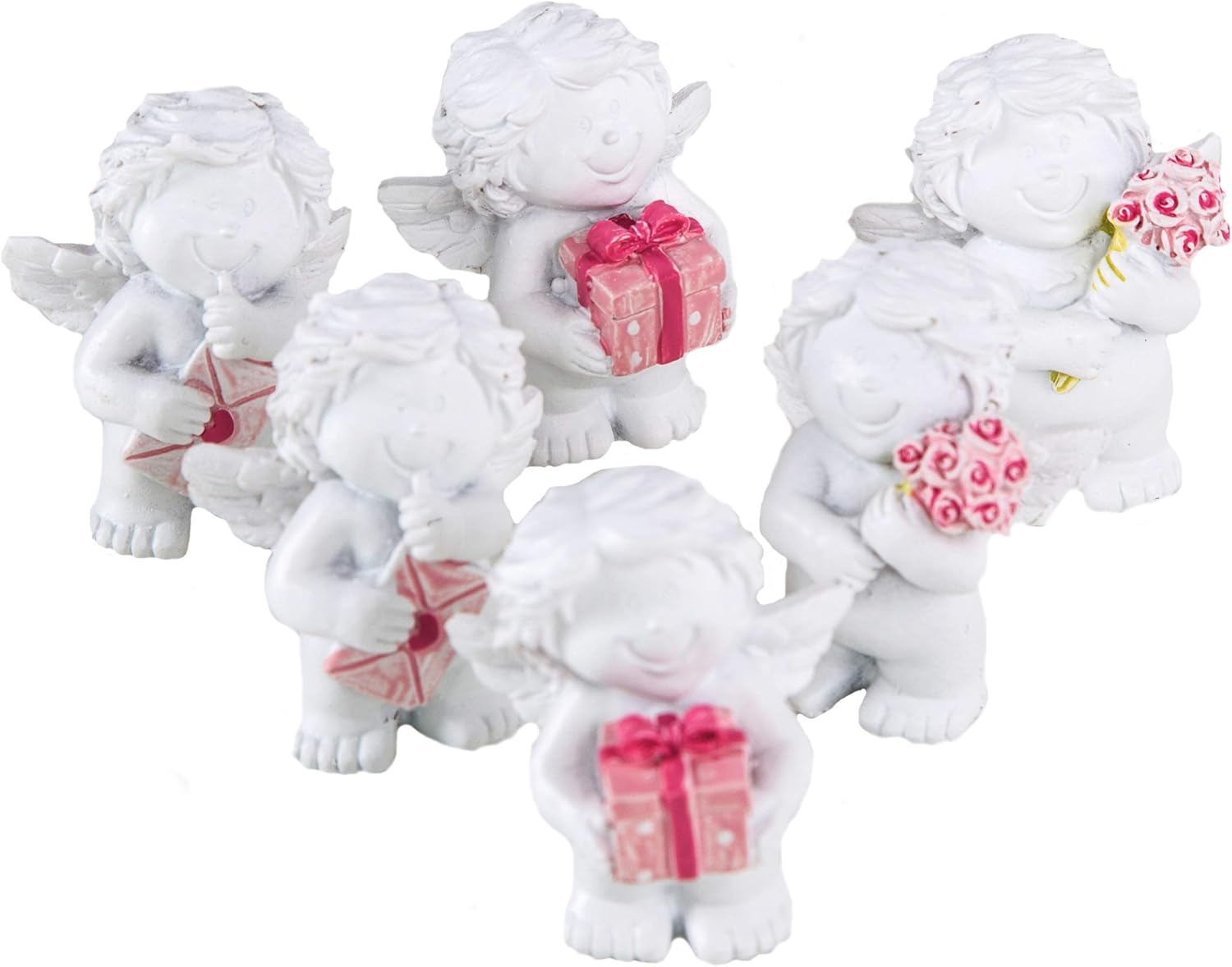 Logbuch-Verlag 6 kleine Mini Engel 5 cm weiß rosa Gastgeschenk Give ...