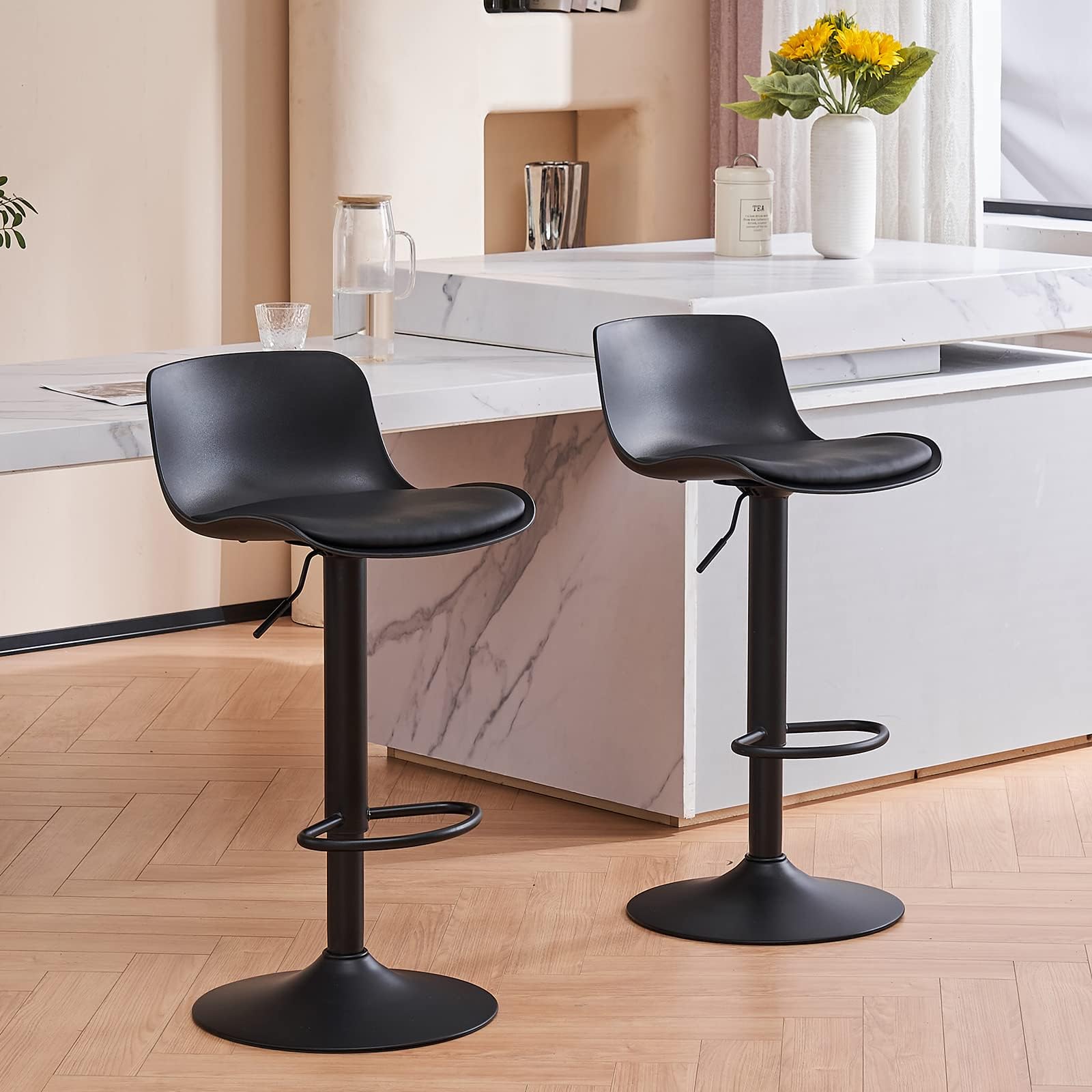 Mua Bar Stools Set of 2 Modern Black Counter Height Barstools, High ...
