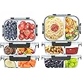 Amazon.com: GULFLIN 2 Compartment Glass Meal Prep Containers, 6 Pack Reusable Food Storage ...
