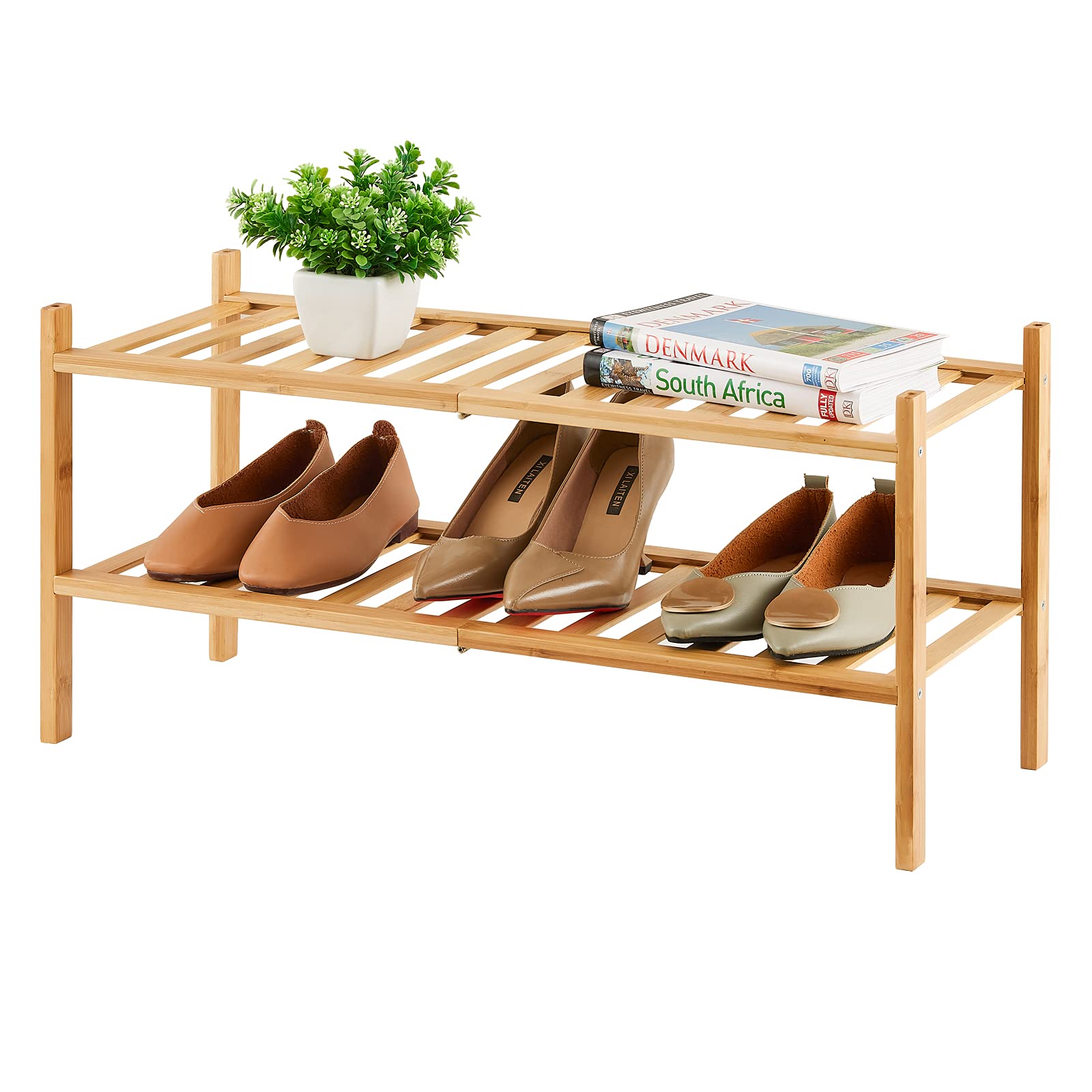 Mua viewcare 2-Tier Bamboo Shoe Rack for Entryway, Bamboo Wood Shoe ...