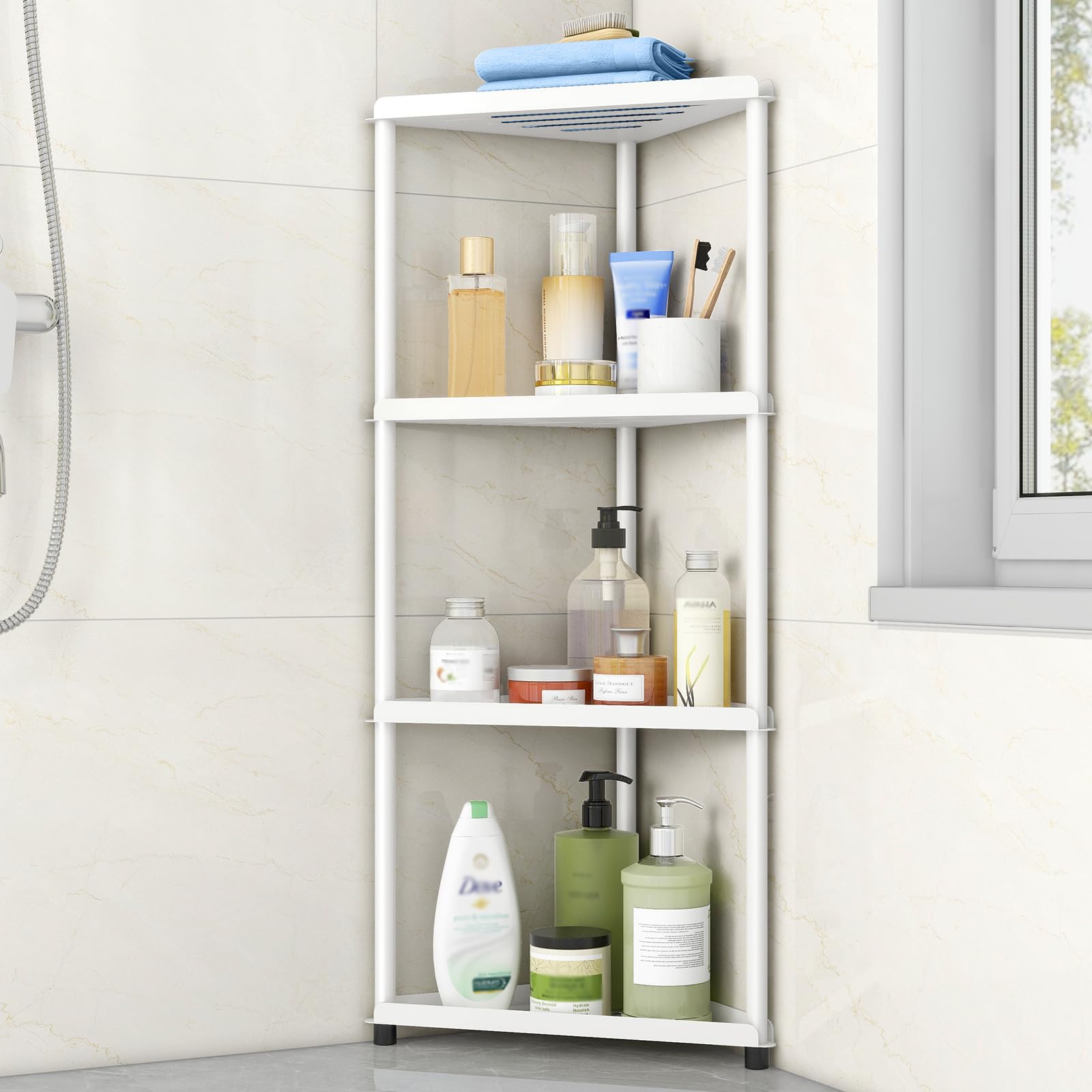 Standing Shower Caddy Corner, 4 Tier Shower Stands for Inside Shower ...