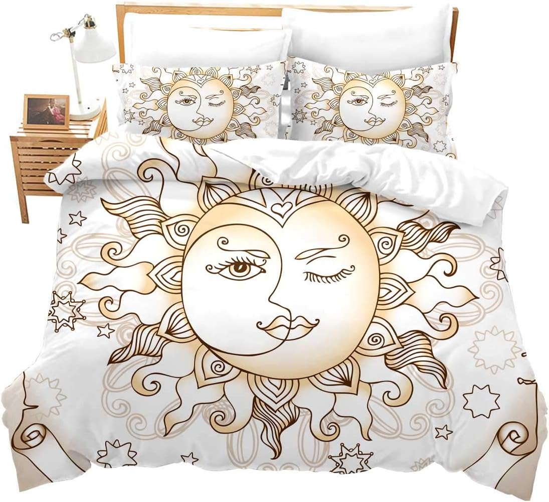 Amazon.com: feelyou Sun and Moon Bedding Set Queen Size Bohemian Duvet ...