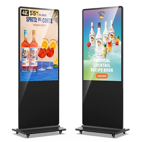 MWE 55 Inch 4K Digital Signage Display Kiosk, LCD Screen Indoor Floor ...