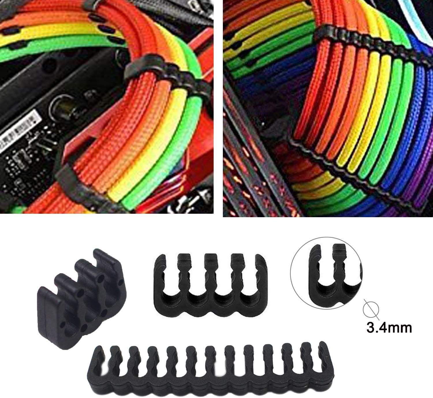 48 Pieces Cable Comb Kit for 3 mm Cable Gesleeved Black Including 8 ...