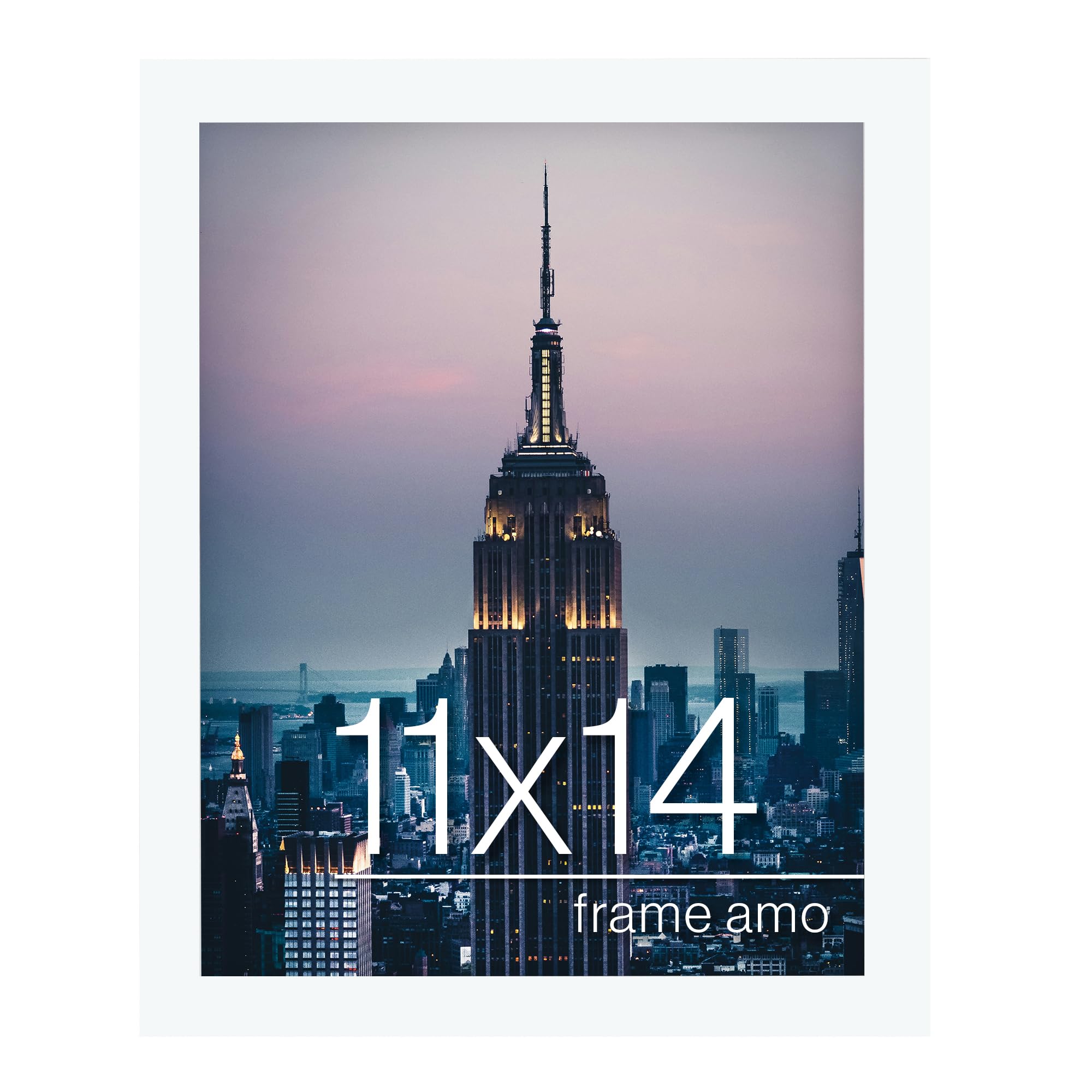 Frame Amo 11x14 White Modern Picture Frame, 1 inch Border, Acrylic ...