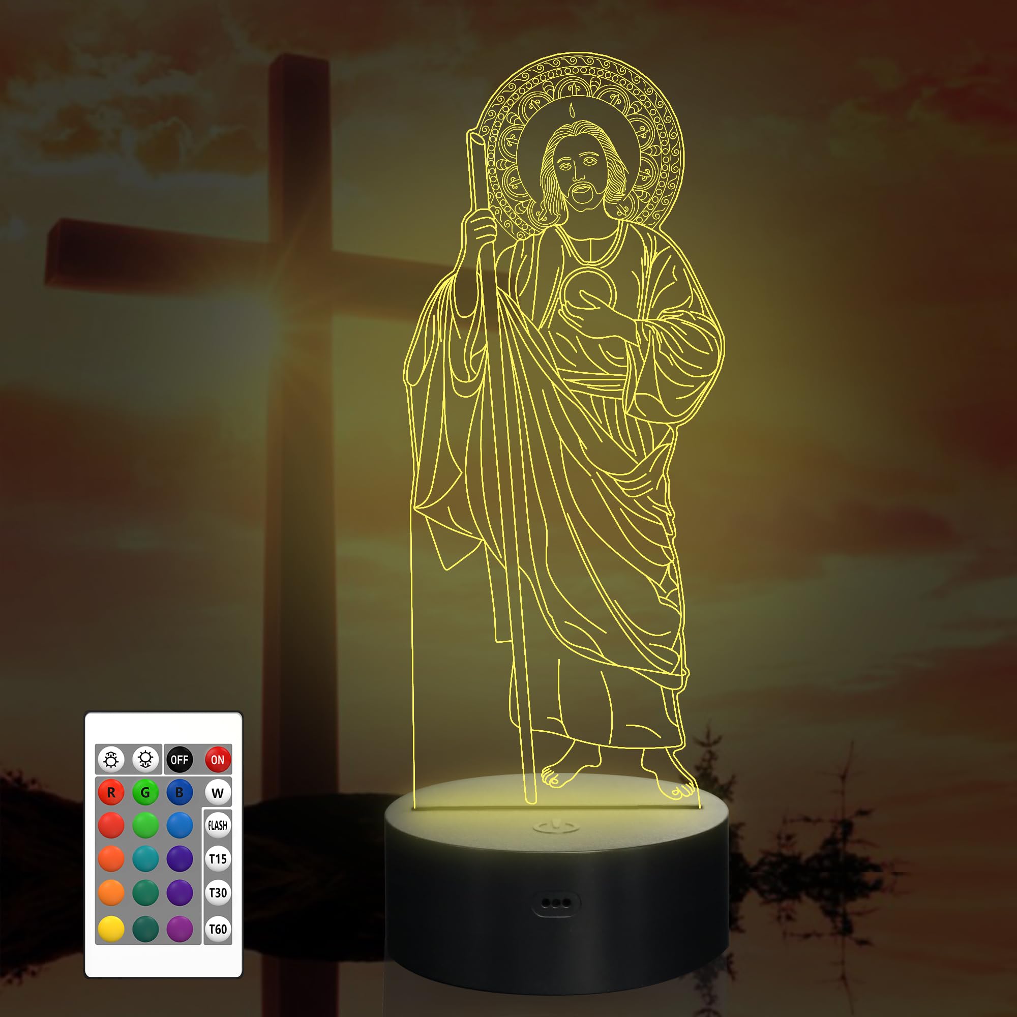 Attivolife Jesus Christ 3D Night Light, Cross Illusion Hologram LED ...