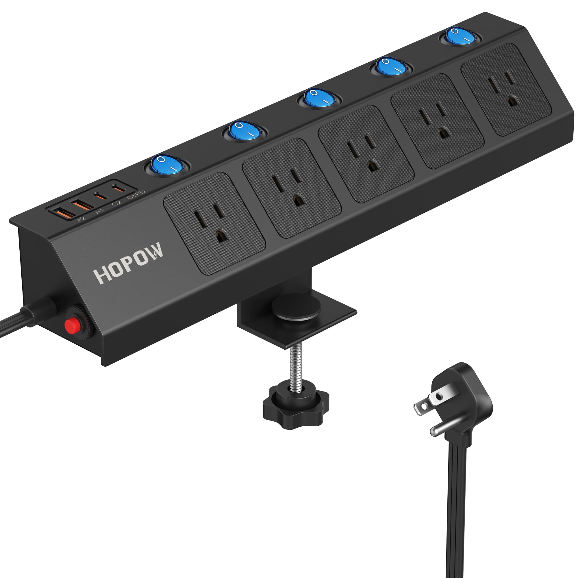 Desk Clamp Power Strip with 20W USB C, Desktop Mount Charging Station ...