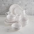 Amazon.com | BrylaneHome Bianca Leaf 16-Pc Dinnerware Set - Ivory ...