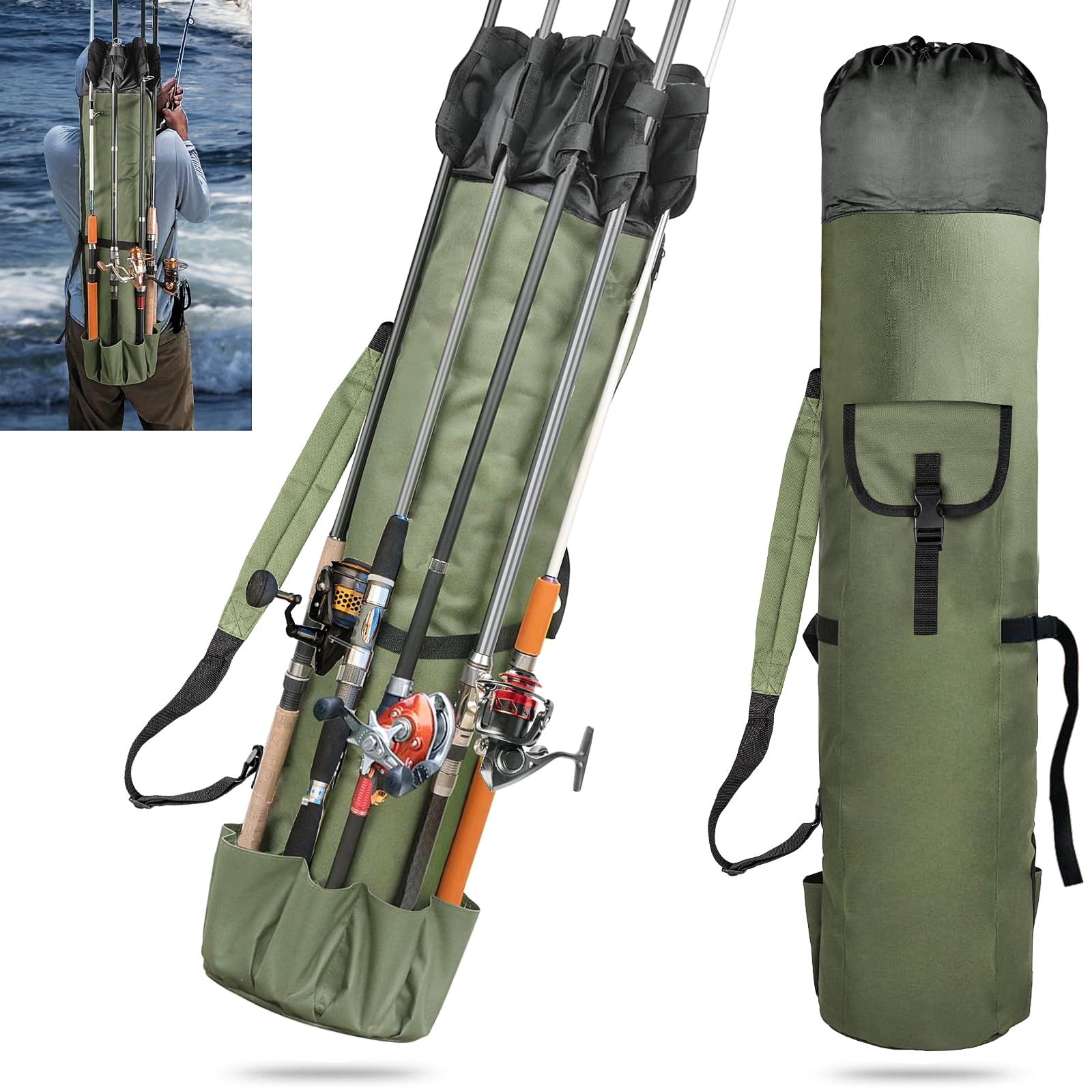 ReeMoo Fishing Rod Bag Fishing Rod Case Portable foldable Fishing Pole ...