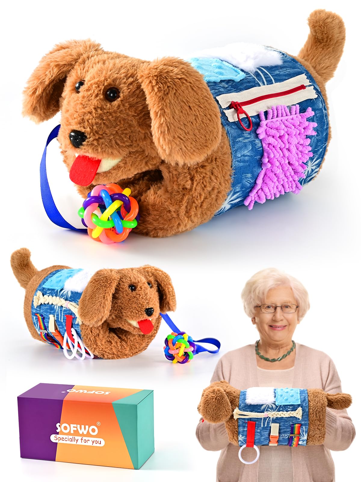 SOFWO Fidget Blanket and Dog for Adults with Dementia, Alzheimers ...