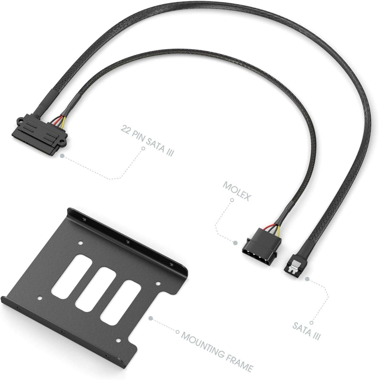 KabelDirekt – SSD/HDD installation frame + 30cm 22-pin SATA to 4-pin ...
