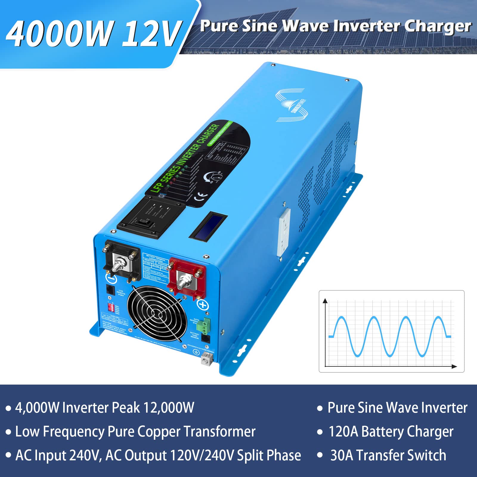 Mua 4000W 12V Inverter Charger,Peak 12000W,240Vac Input, 120V/240Vac ...