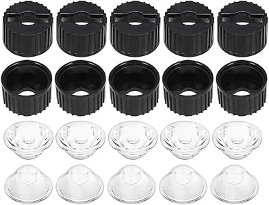 uxcell 10 pcs 20mm LED Lens 25 Degree with Black Holder for 1W 3W High ...