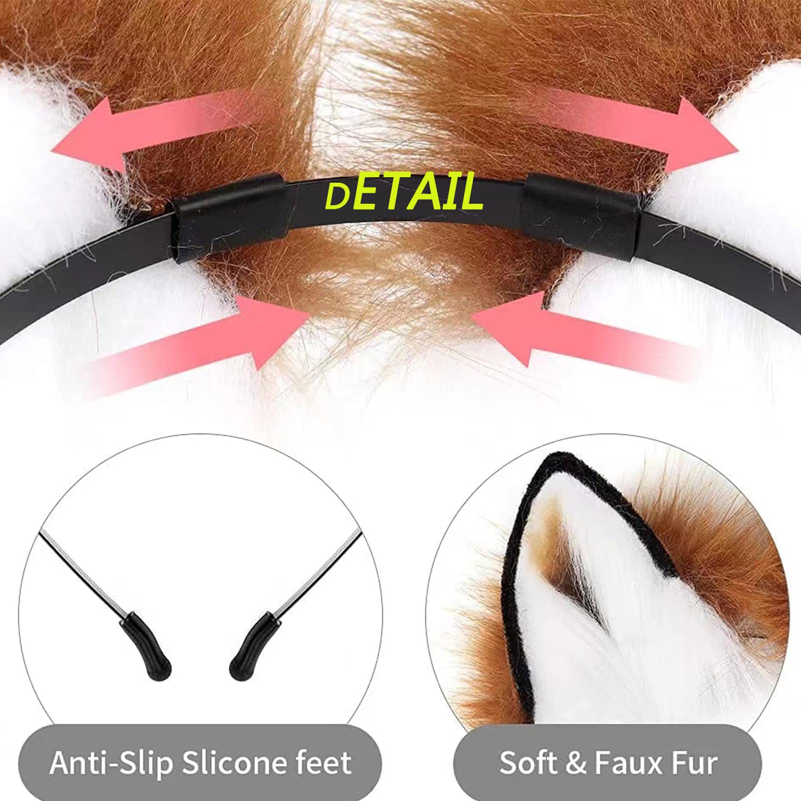 Mua Fox Ears and Tail Therian Tail Gear Wolf Ears for Kids Fluffy ...