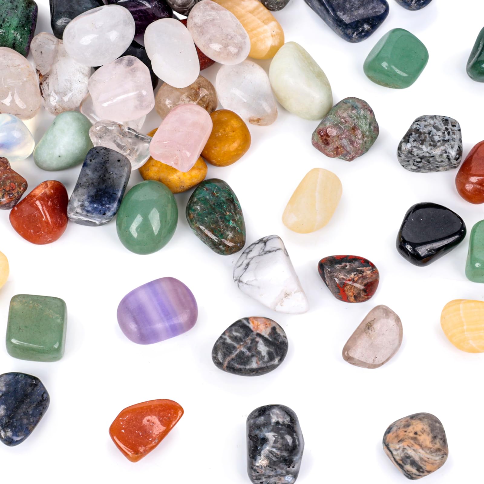 HAKACC 1LB Tumbled Stones Assorted, 0.8-1inch Natural Rocks Tumbled ...
