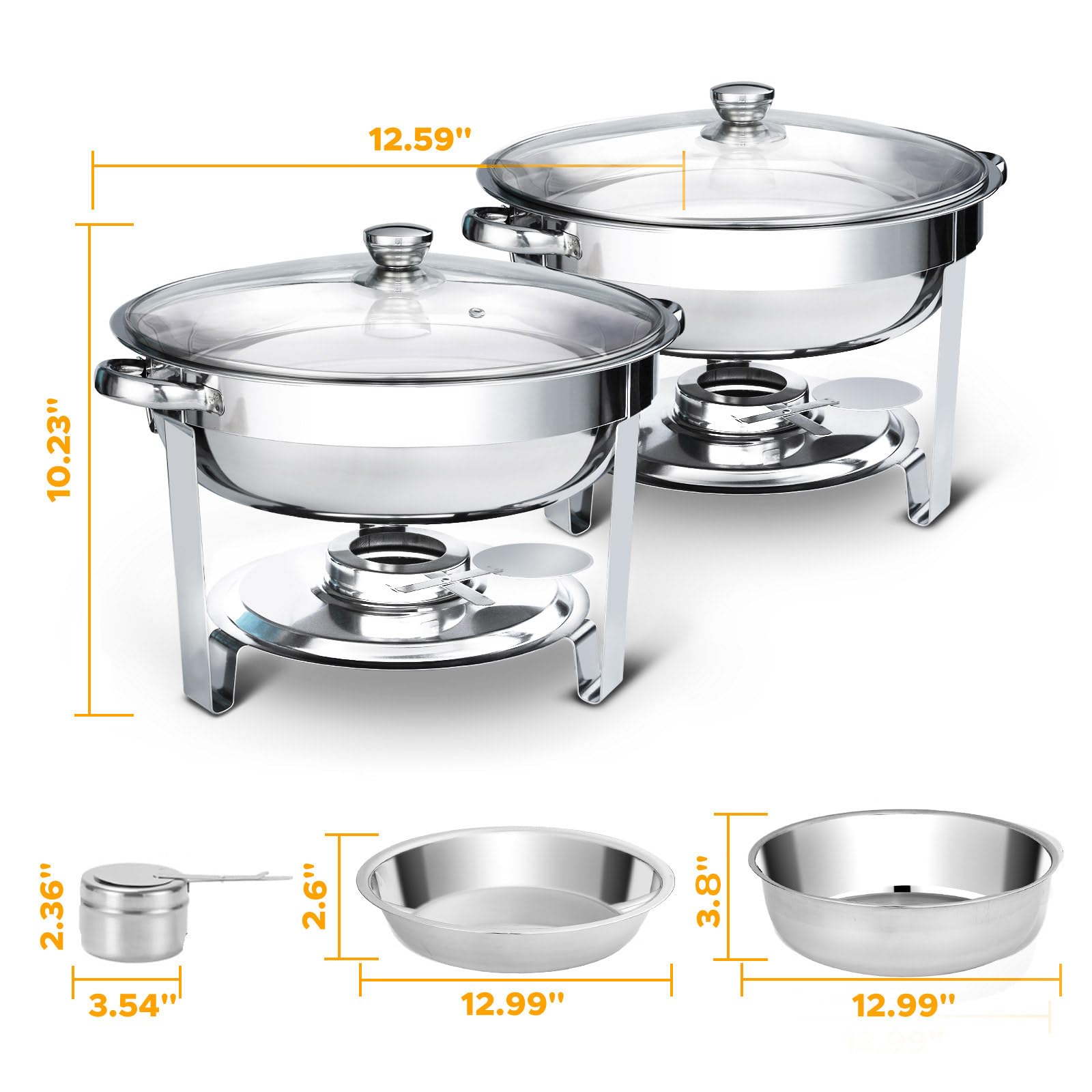 Mua Chafing Dish Buffet Set 2 Pack, 5QT Round Chafing Dishes for Buffet ...