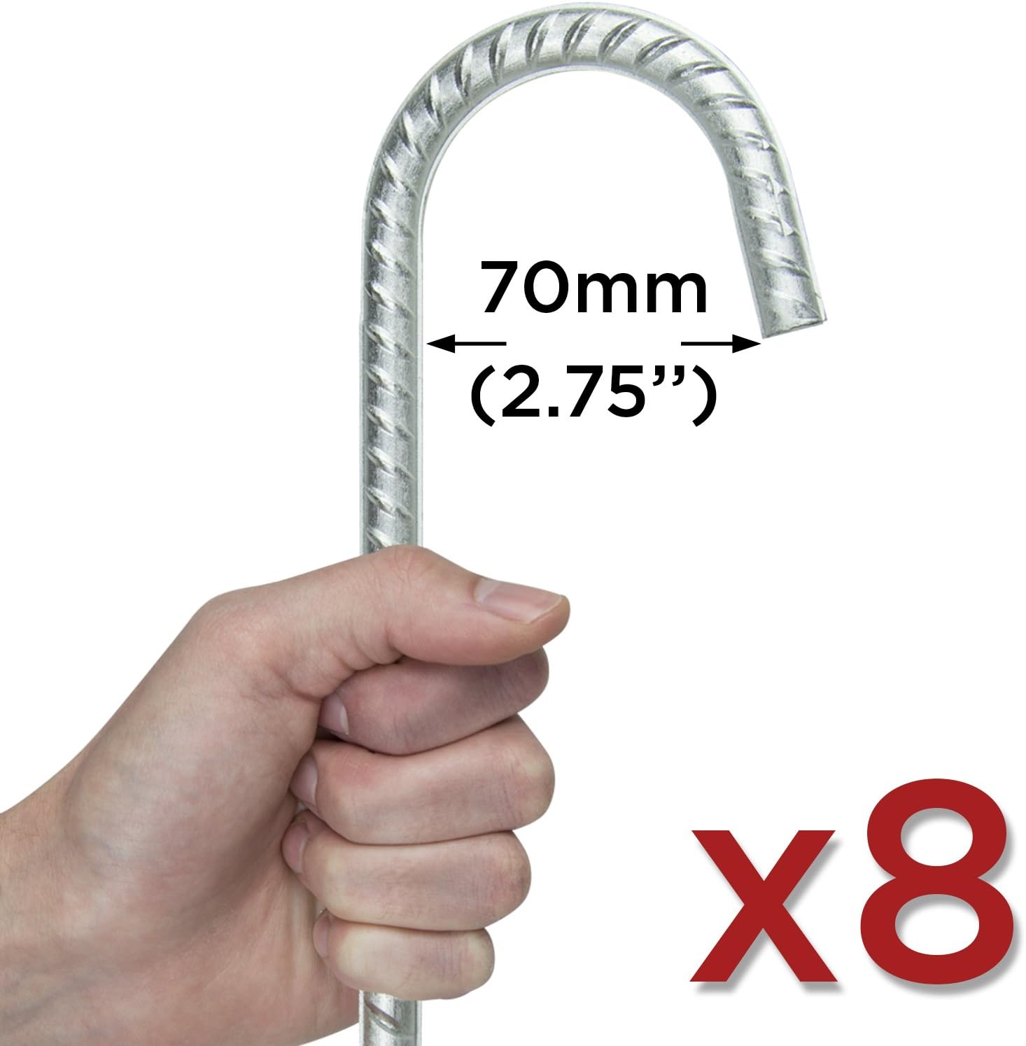 Woodside 8 x Galvanised Heavy Duty Steel Ground Stakes/Anchorage Stakes ...