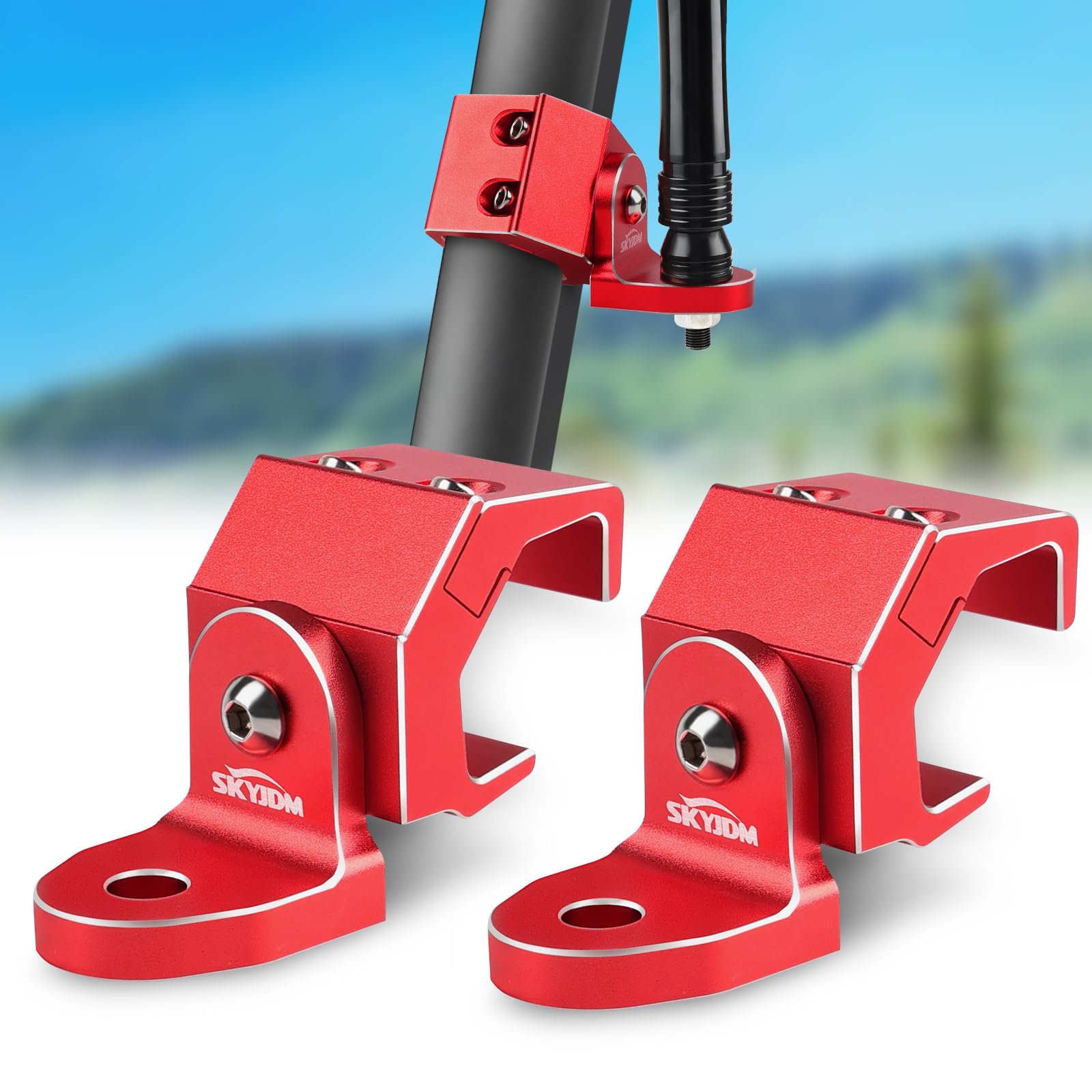 SKYJDM 2 PCS UTV Flag Mount, Heavy Duty Adjustable Whip Light Mount for ...