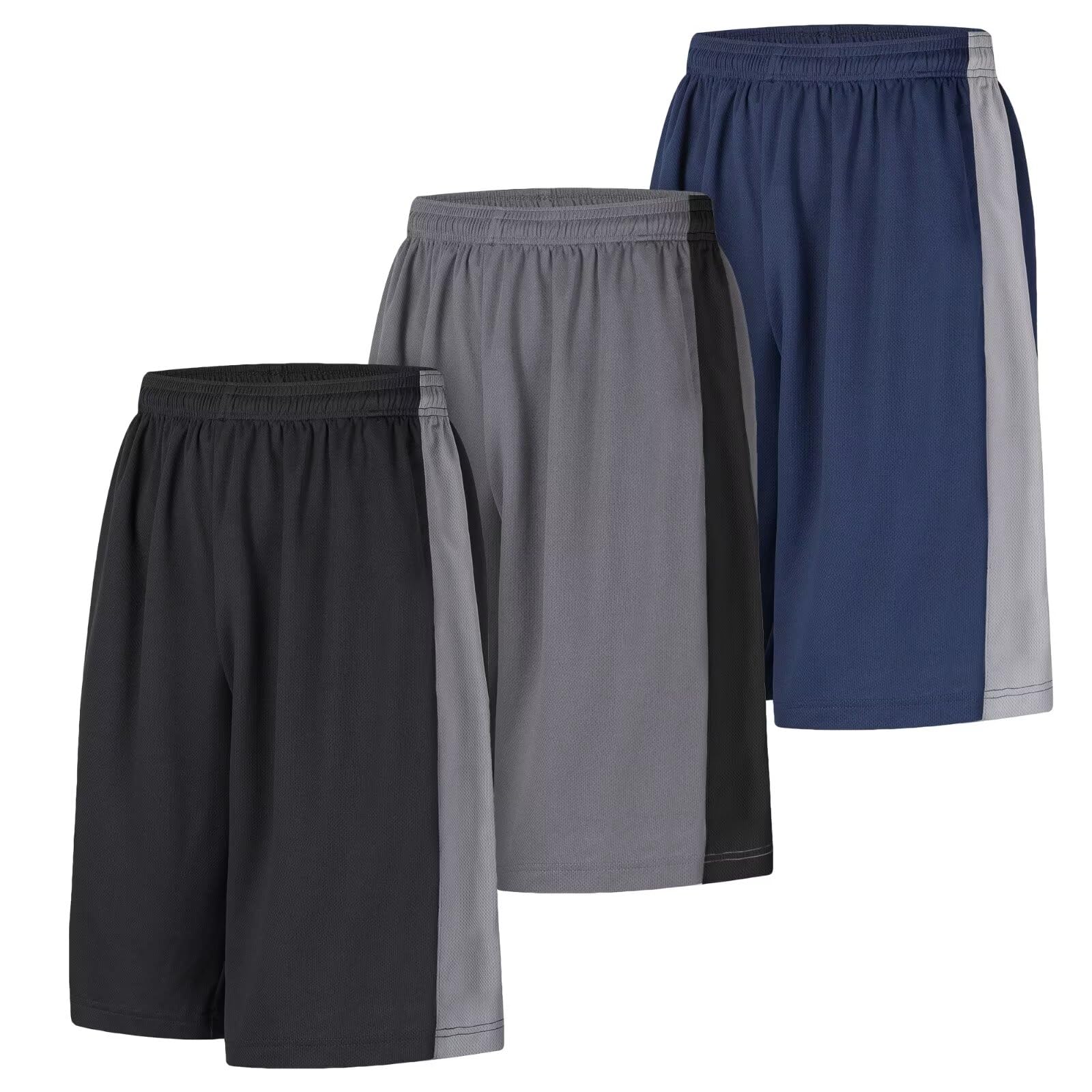 LukBerd 3 Pack Men's Long Athletic Shorts Basketball Workout Gym Shorts ...