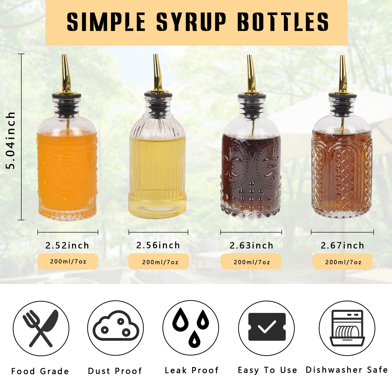 Mua ChezMax Syrup Dispenser Bottles Set of 4, Simple Syrup Bottle for ...