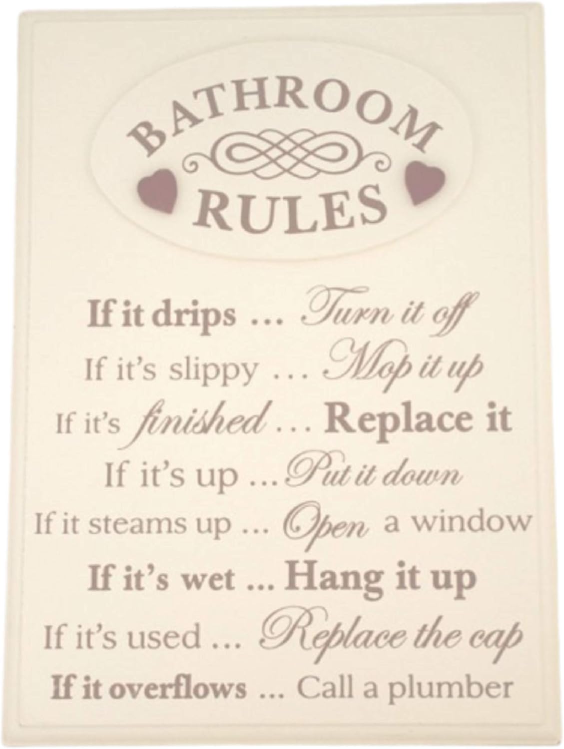 Bathroom Rules Sign Plaque Wall Or Freestanding: Amazon.co.uk: Kitchen ...
