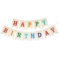 Amazon.com: Happy Birthday Banner, Pre-strung Burlap Happy Birthday ...